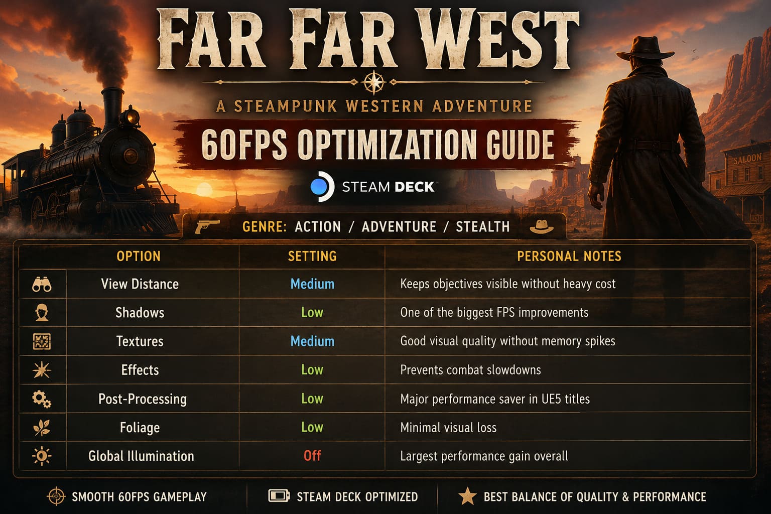 Far Far West Steam Deck 60FPS Optimization Guide: Best Settings (2026 ...