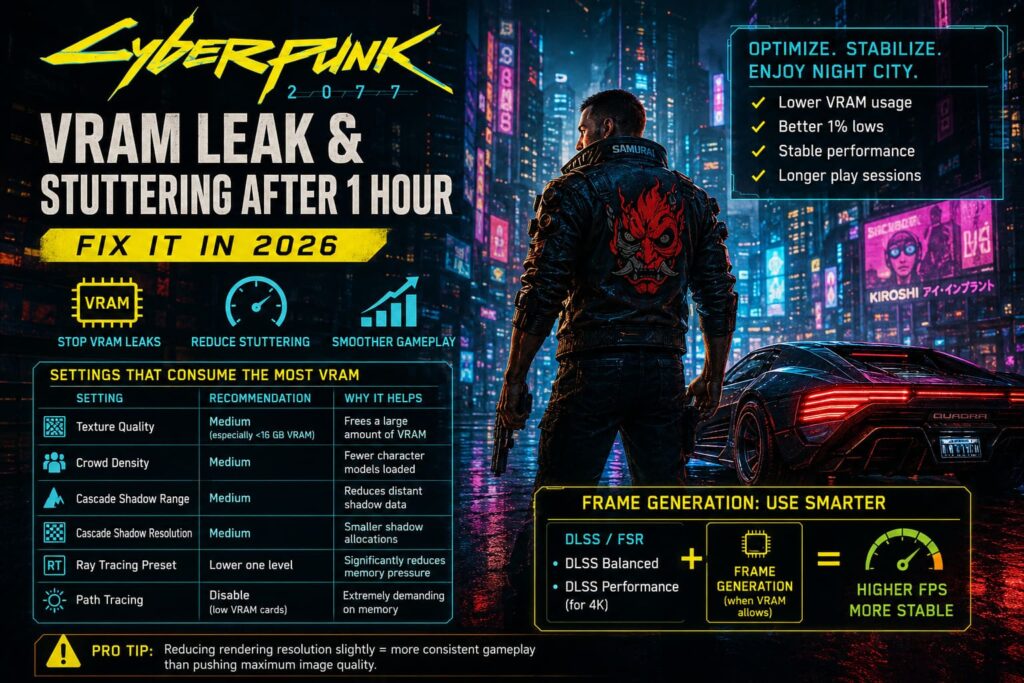 How to Fix Cyberpunk 2077 VRAM Leak and Stuttering After 1 Hour (2026 ...